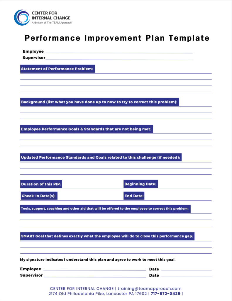 Performance Improvement Plan Example